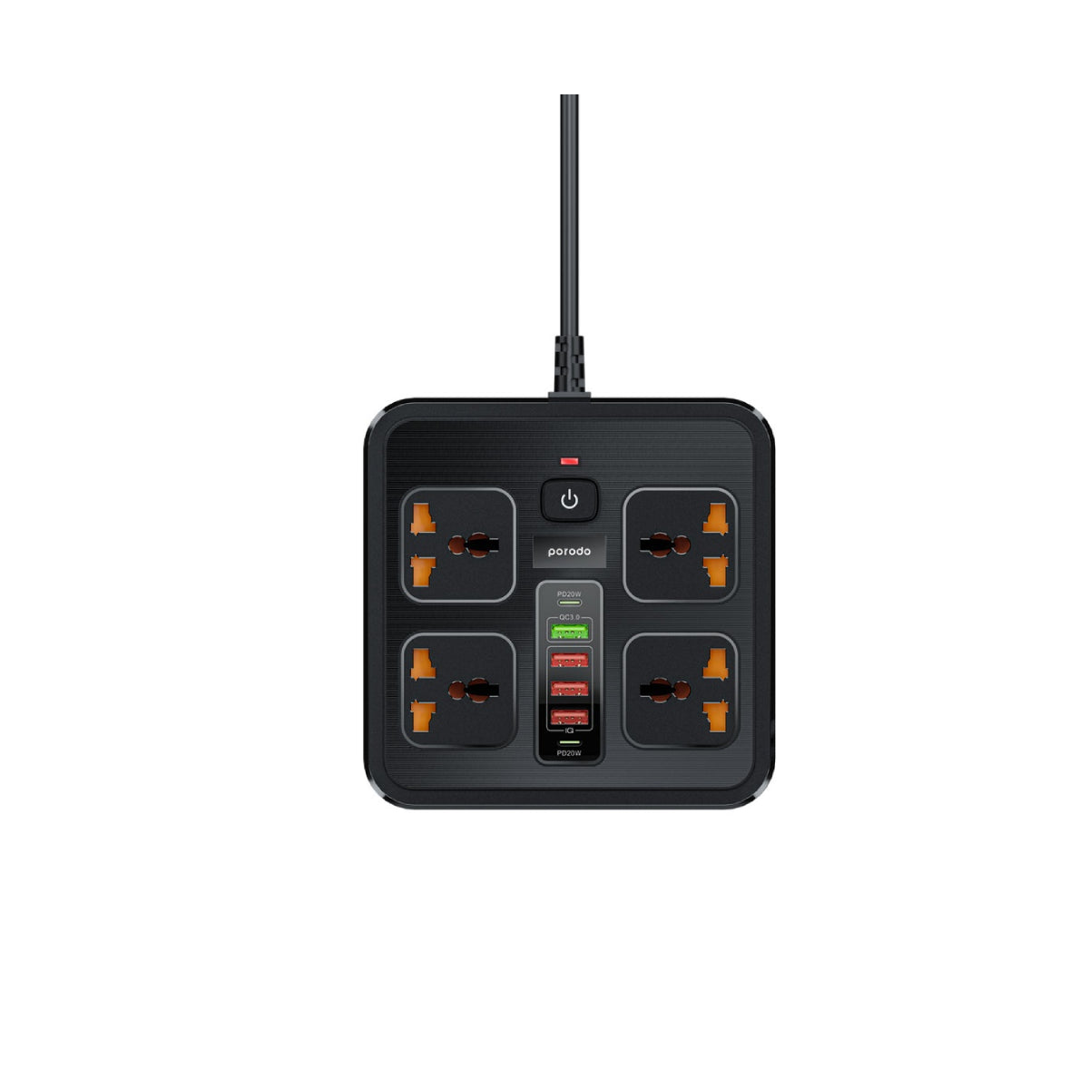 Porodo Multi-Port Super HUB 2 USB-C / 4 USB-A Plug 3 Meter - Black