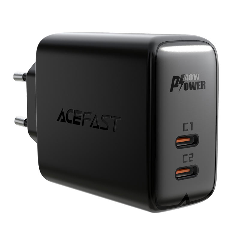 ACEFAST A9 40W (2xUSB-C) Fast Wall CHARGER PD3.0 - Black - MoreShopping